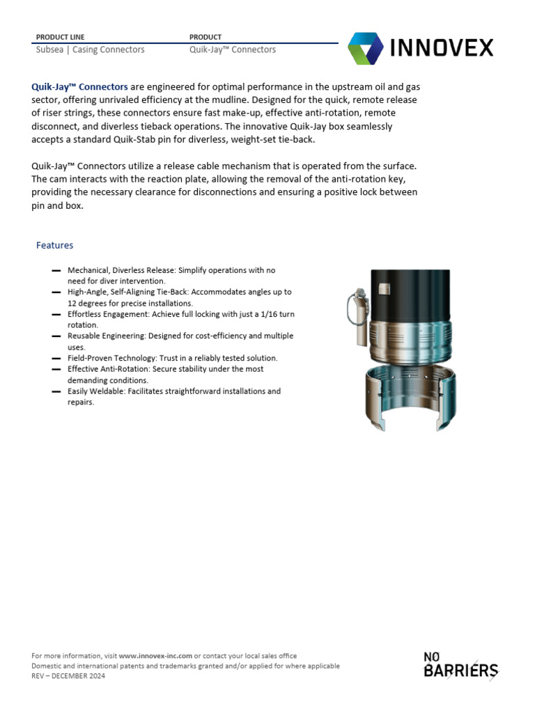 Dril Quip Quik Jay™ Connectors - One Pager | PDF