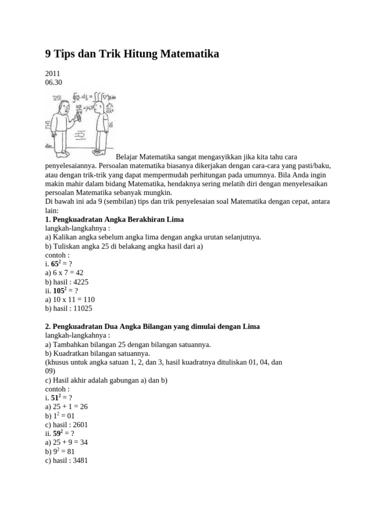 9 Trik Cepat Hitung Matematika | PDF