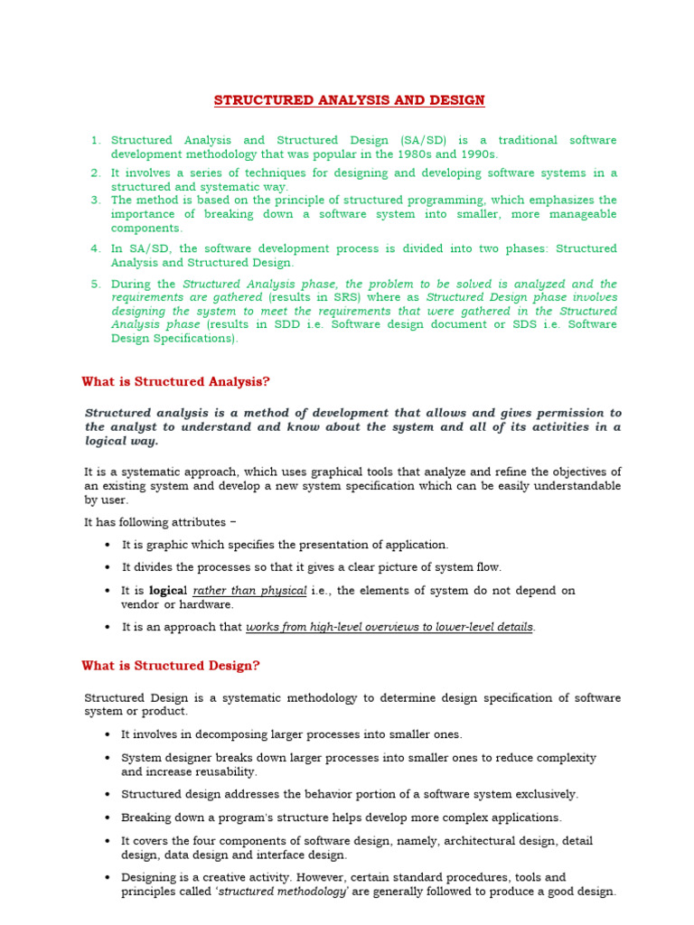 Structured Analysis and Design Overview | PDF | Data Model | Conceptual ...