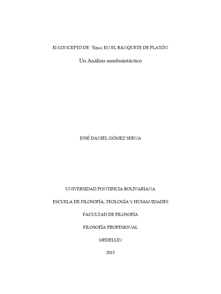 El Concepto de Ἔρως en El Banquete de Platón | PDF | Simposio (Platón) | Verbo
