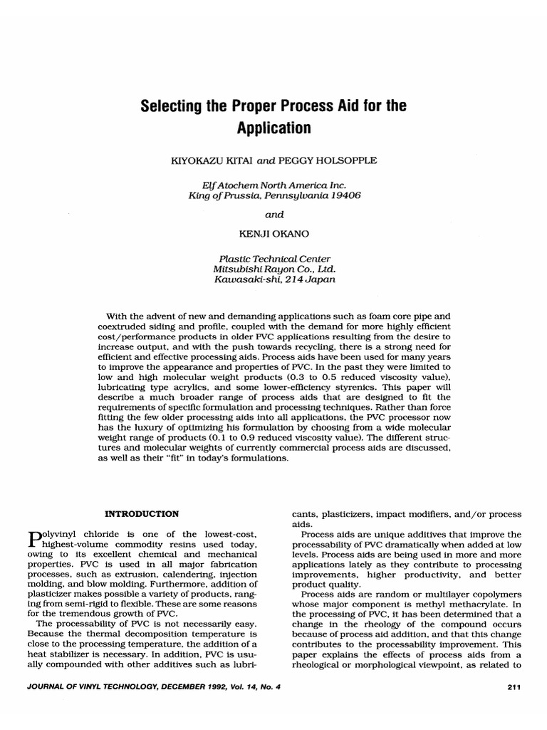 Selecting The Proper Process Aid For The Application | PDF | Polyvinyl ...