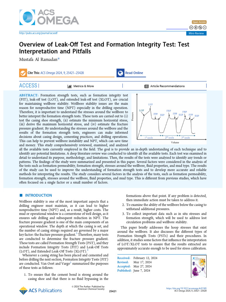 Overview of Leak-Off Test and Formation Integrity | PDF | Casing ...