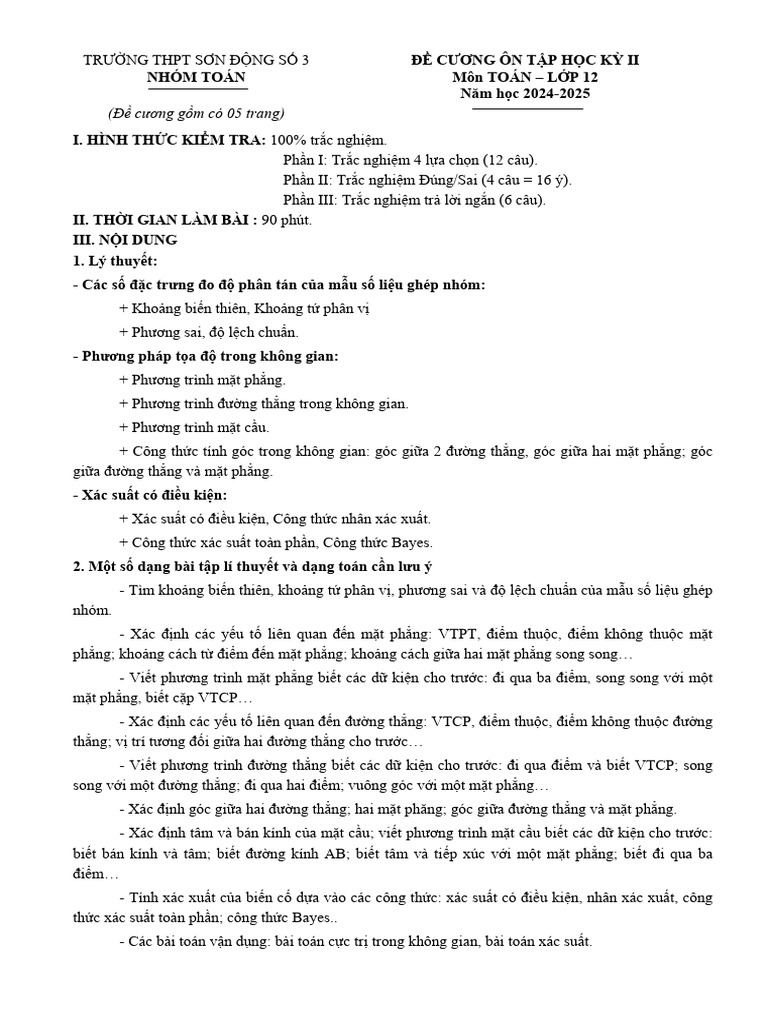 de-cuong-hoc-ky-2-toan-12-nam-2024-2025-truong-thpt-son-dong-3-bac-giang | PDF