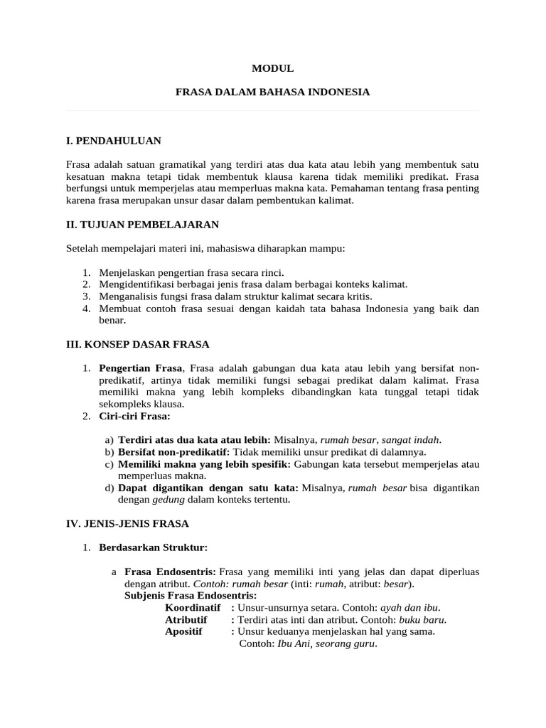 Memahami Frasa dalam Bahasa Indonesia | PDF