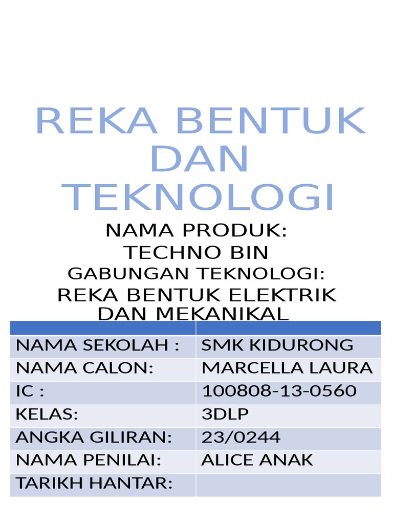 Reka Bentuk Teknologi: Produk Techno Bin | PDF