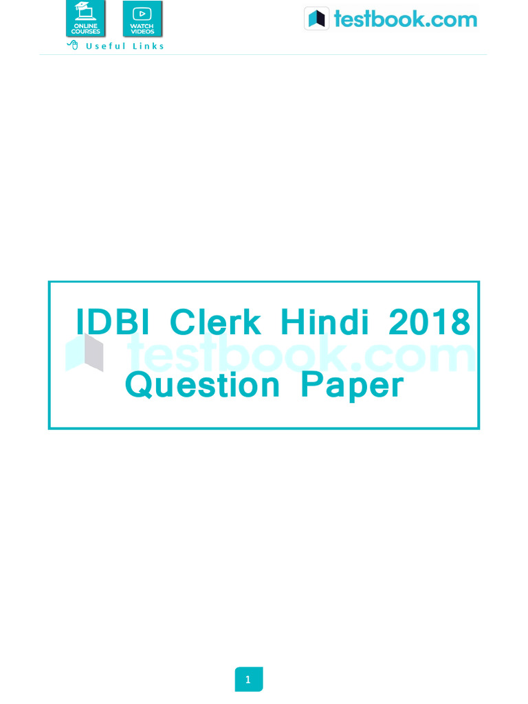 Idbi Clerk Hindi 2018 Question Paper 1 1 f0bdb177 | PDF