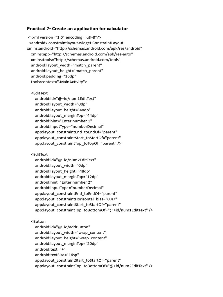 Android Practical No-7 (Print) | PDF | Android (Operating System) | Computer Science