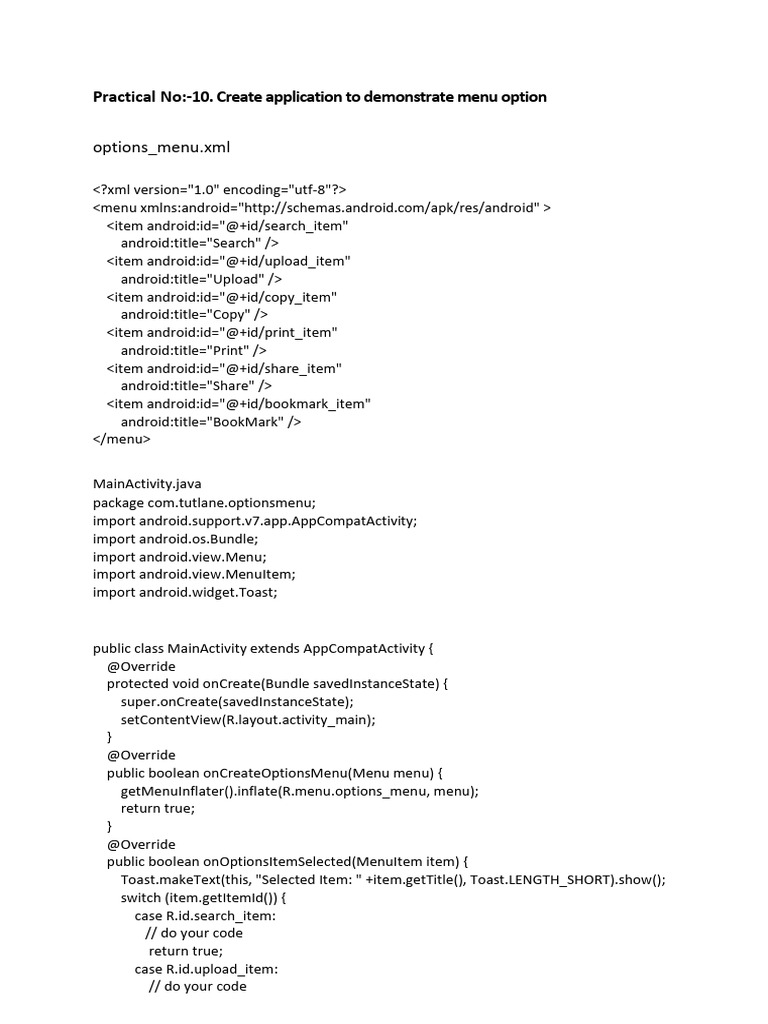 Android Practical No-10 (Print) | PDF