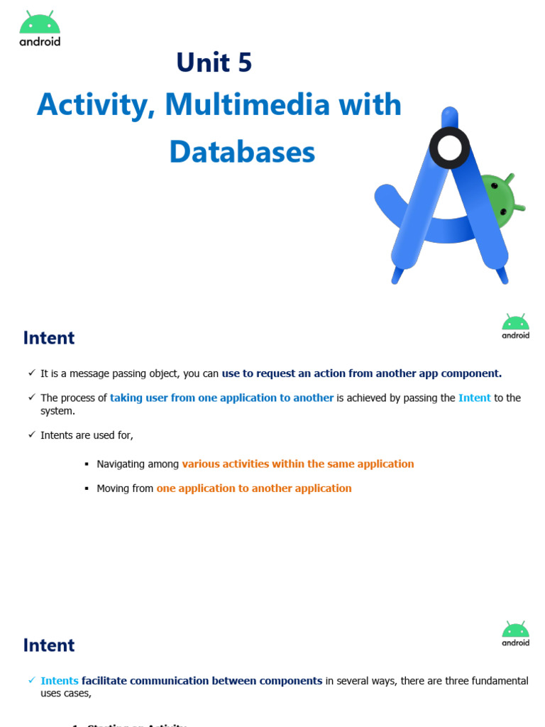 Unit-5 - Activity - Mulitmedia With Databases | PDF | Method (Computer Programming) | Mobile App