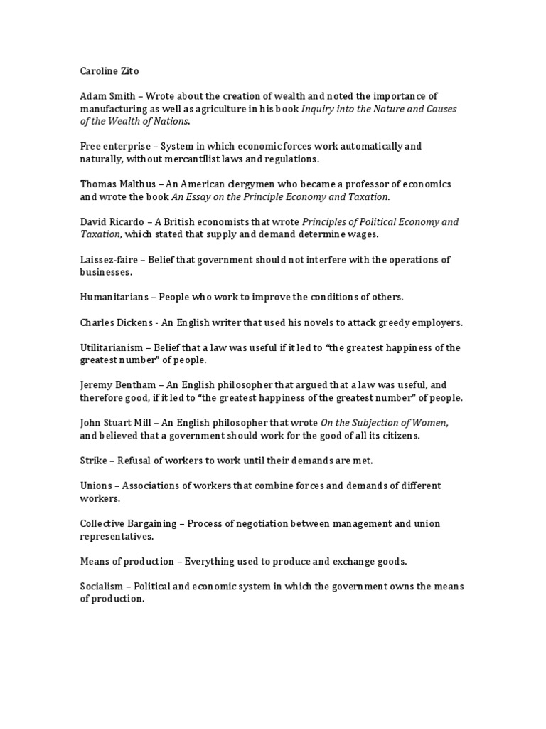 Adam Smith key economic concepts | PDF | Socialism | Communism