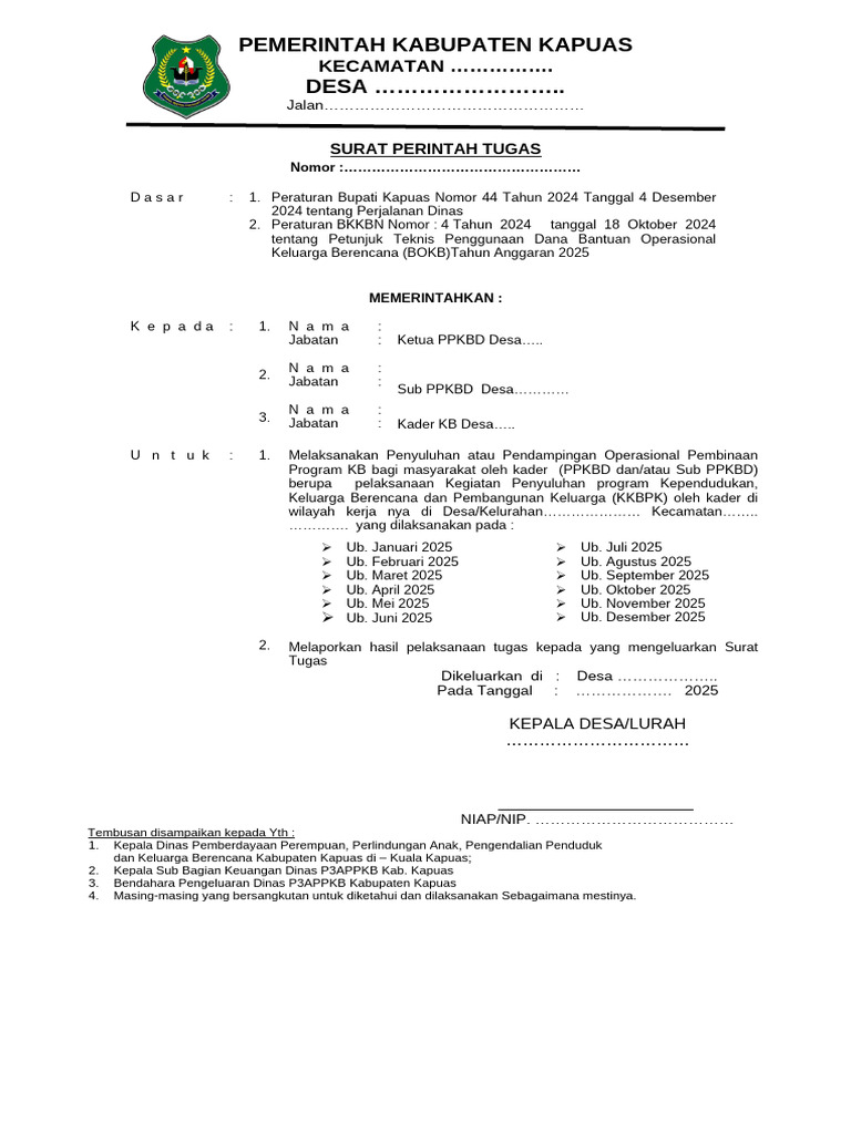 SURAT TUGAS Dan Laporan PPKBD, Sub PPKBD Dan Kader | PDF