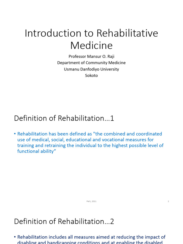 Introduction to Rehabilitation Medicine | PDF | Physical Therapy ...