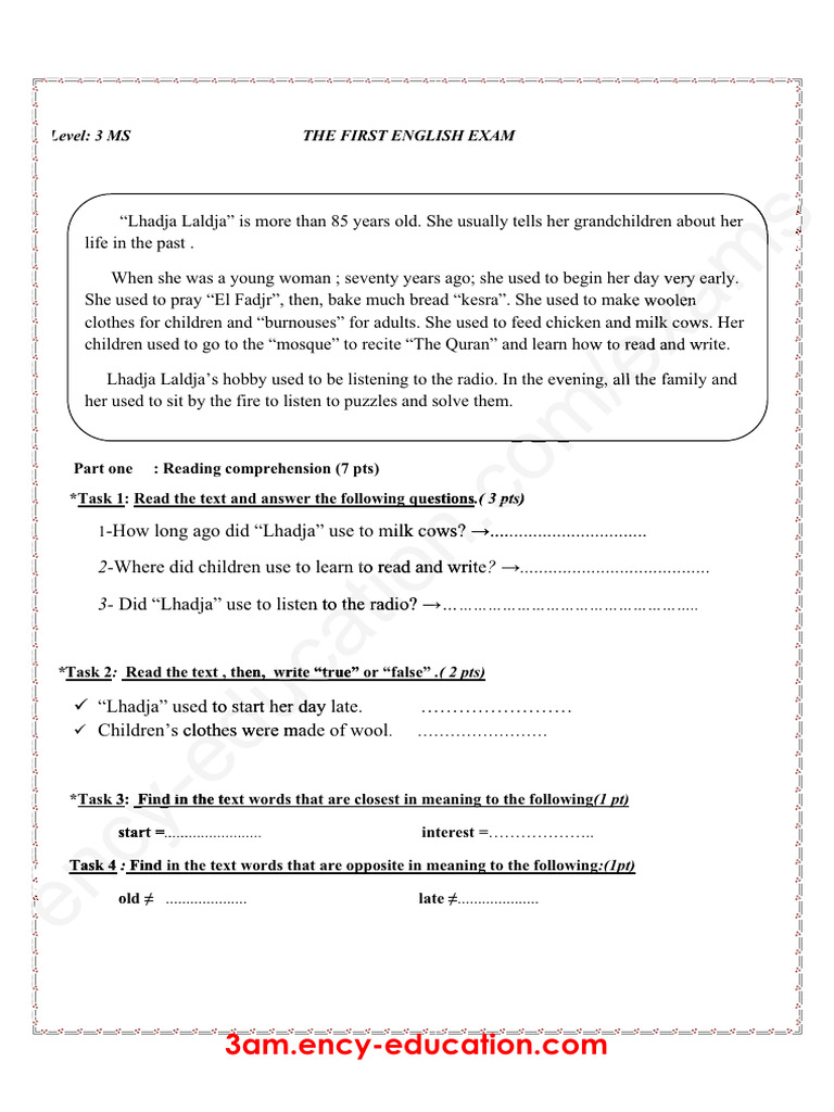 Dzexams 3am Anglais 573244 | PDF | Linguistics