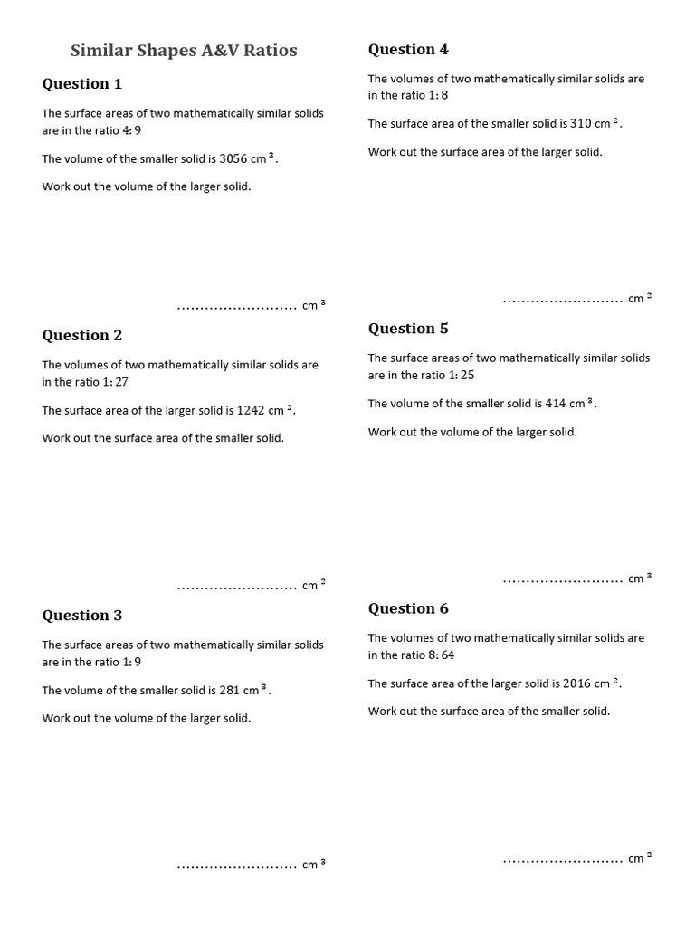 Lesson 6 - Similar Shapes (Problems) 2 | PDF | Area | Surface Area