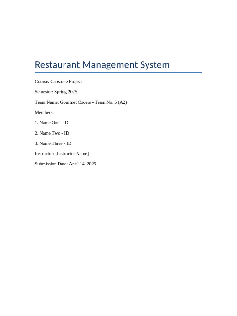 Restaurant Management System Report 60pages | PDF | Computing | Information Technology