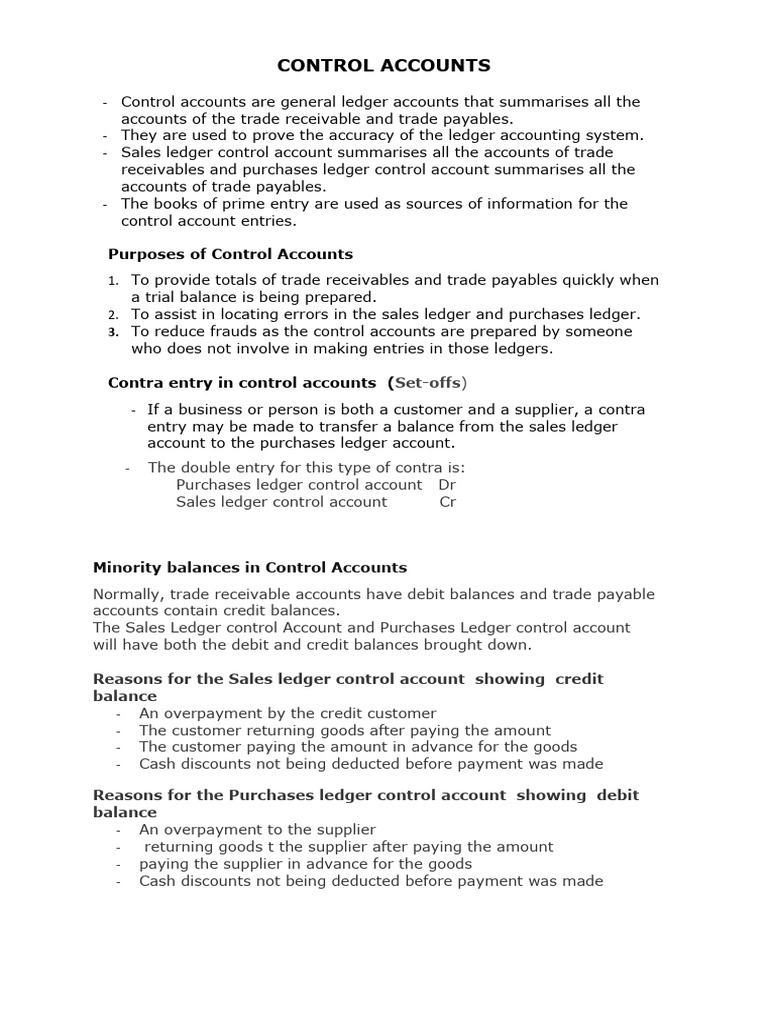 IGCSE Control Account Notes | PDF