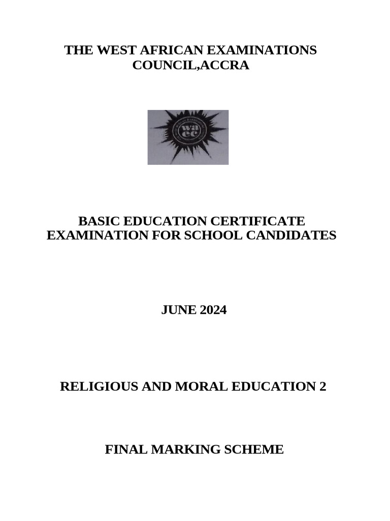 Bece 2024 Rme Marking Scheme Pdf Adolescence Rituals