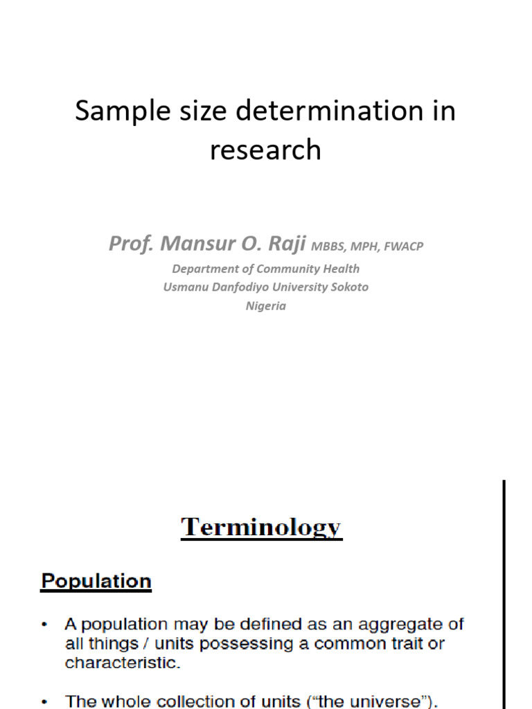 PDF Sample Size Determination | PDF | Sample Size Determination | Scientific Method