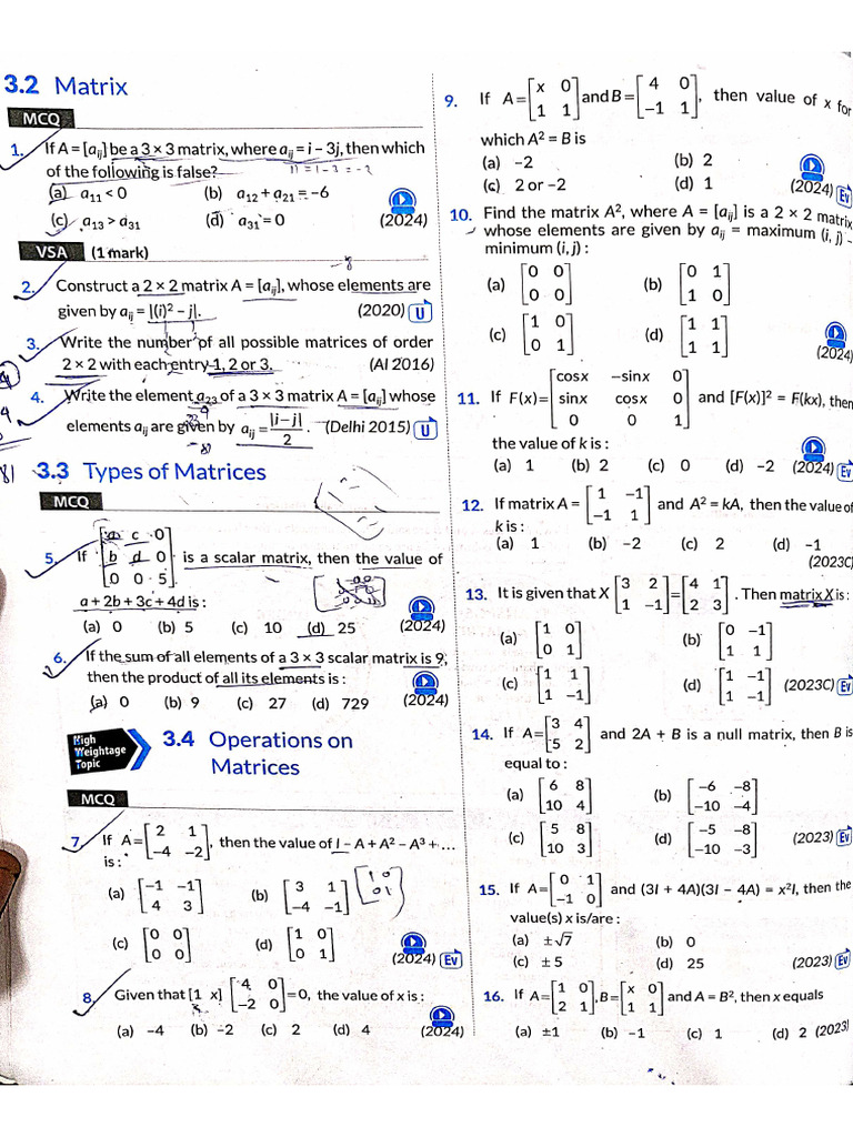 Questions of Matrix-1 | PDF