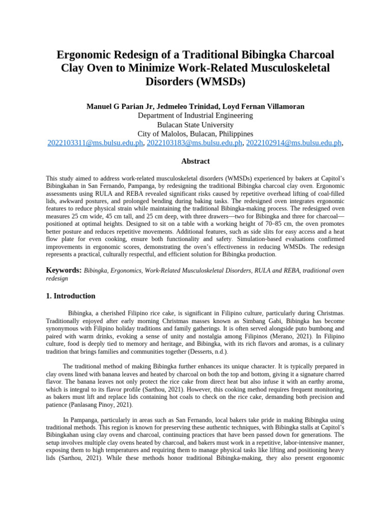 Ergonomics Final Project Bibingka FINAL FILE | PDF | Simulation