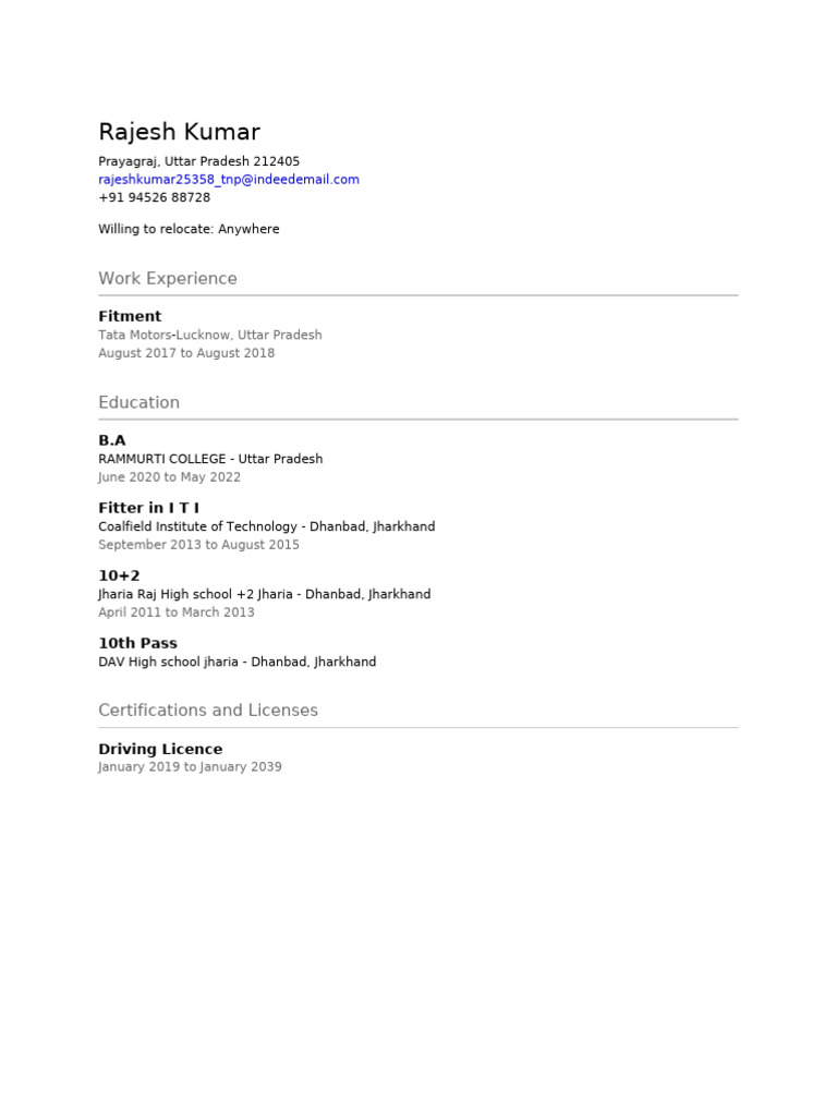 Resume Rajesh Kumar | PDF