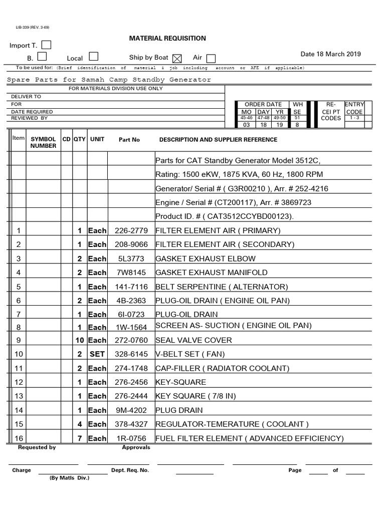 Cat Standby Generator Parts 1 | PDF | Vehicle Parts | Propulsion