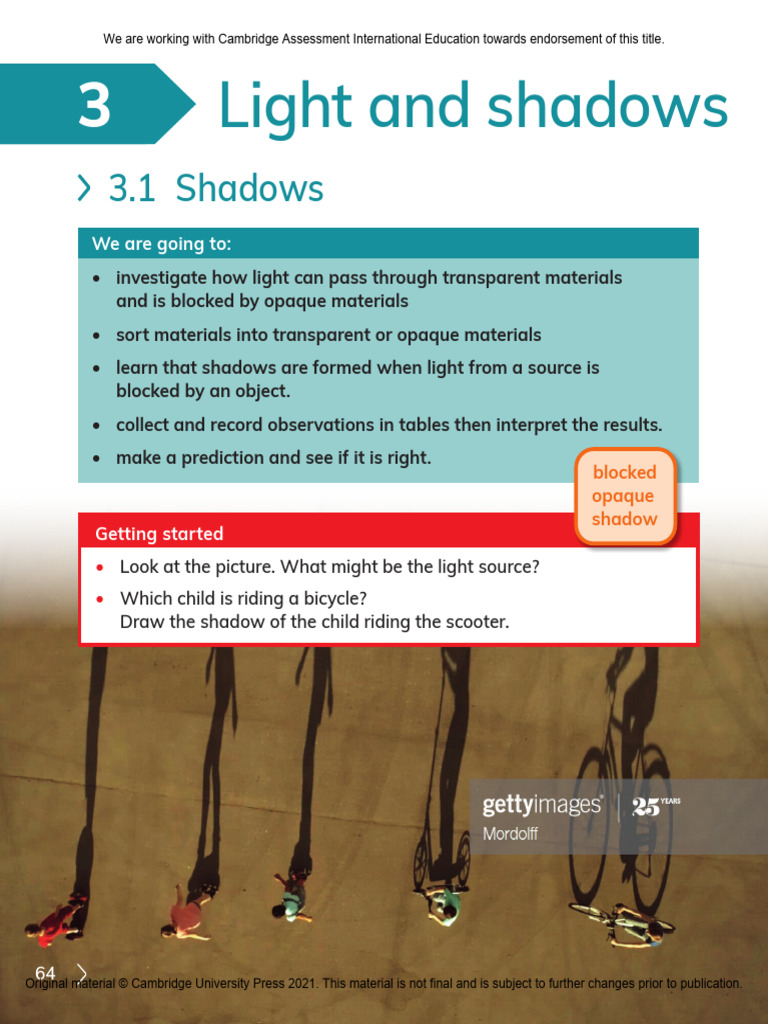 Unit 3 - Science - Stage 3 - Learner - S Book | PDF | Sunglasses | Shadow