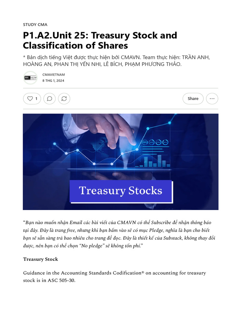P1.A2.Unit 25_ Treasury Stock and Classification of Shares | PDF