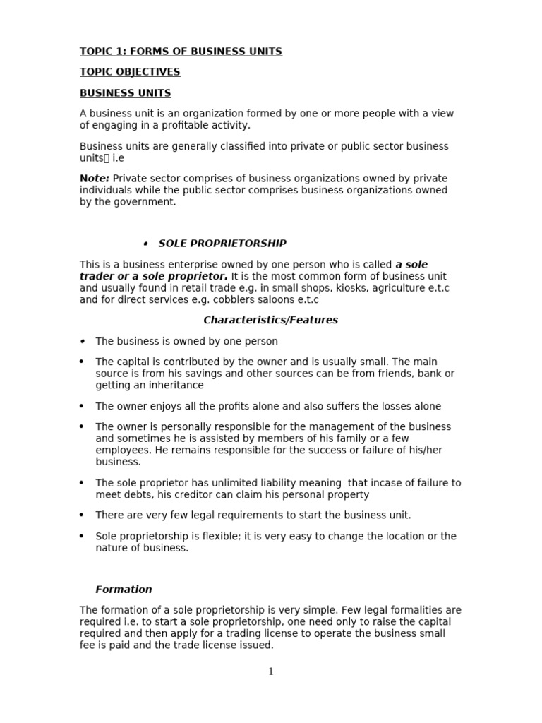 Types of Business Units Explained | PDF | Partnership | Stocks