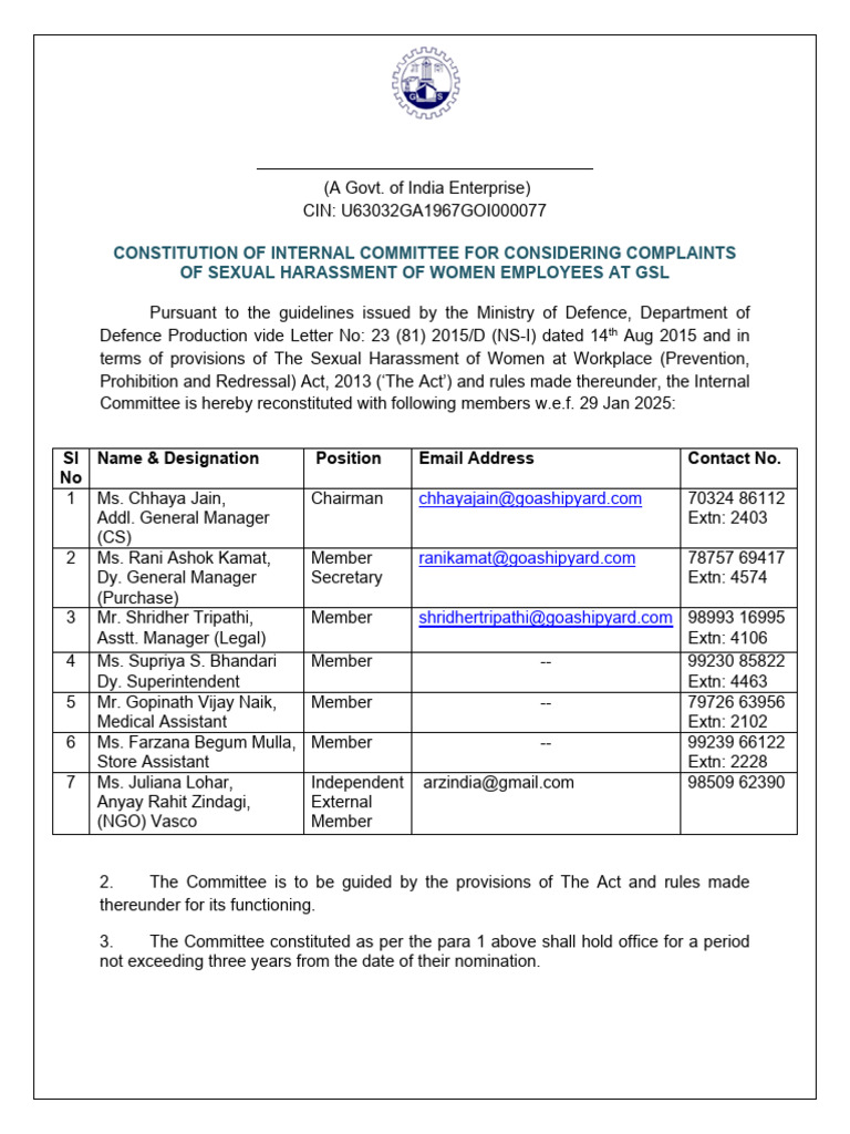 Internal Committee Under POSH Act 2 | PDF