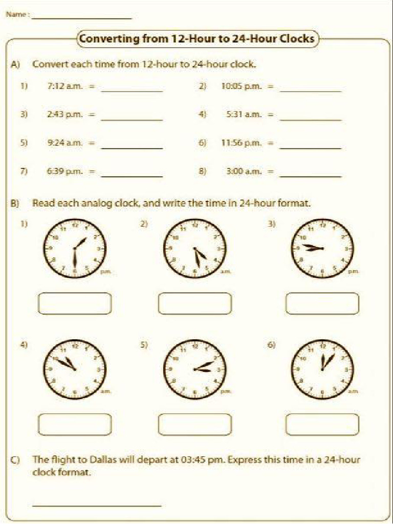 Time Worksheet | PDF