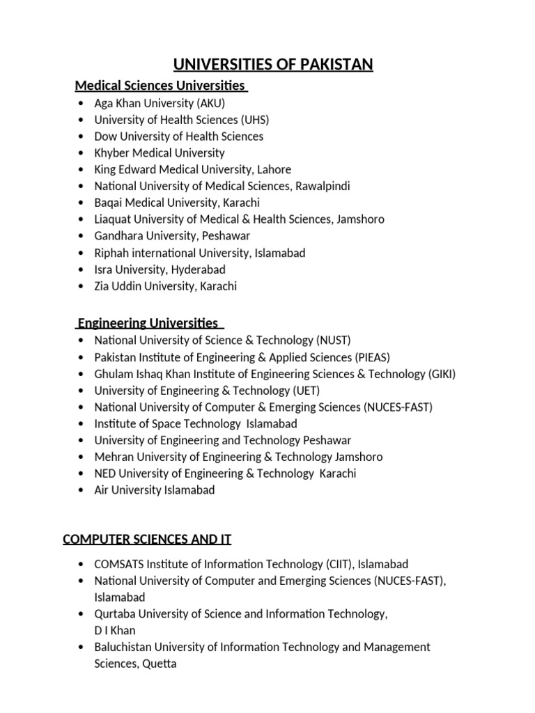 Top Universities in Pakistan | PDF | Karachi | Islamabad