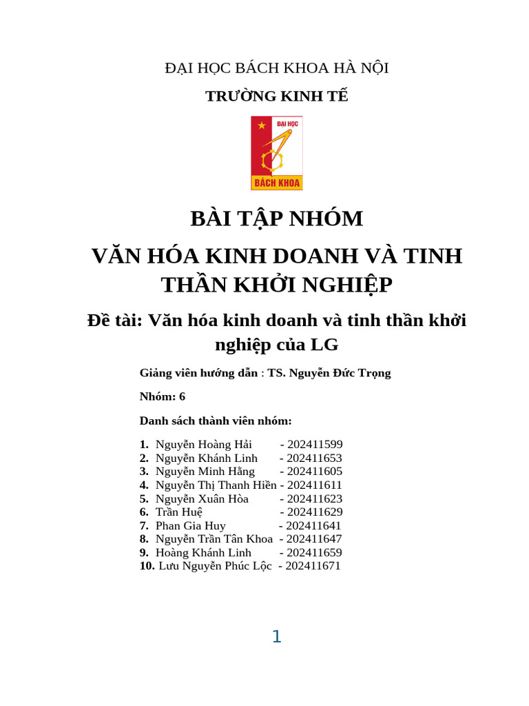 File Doc VHKD Và TTKN LG | PDF