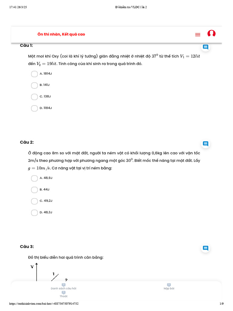 Đề kiểm tra VLDC lần 2 | PDF