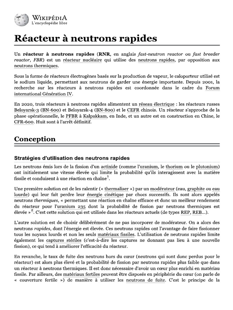 Réacteur À Neutrons Rapides | PDF