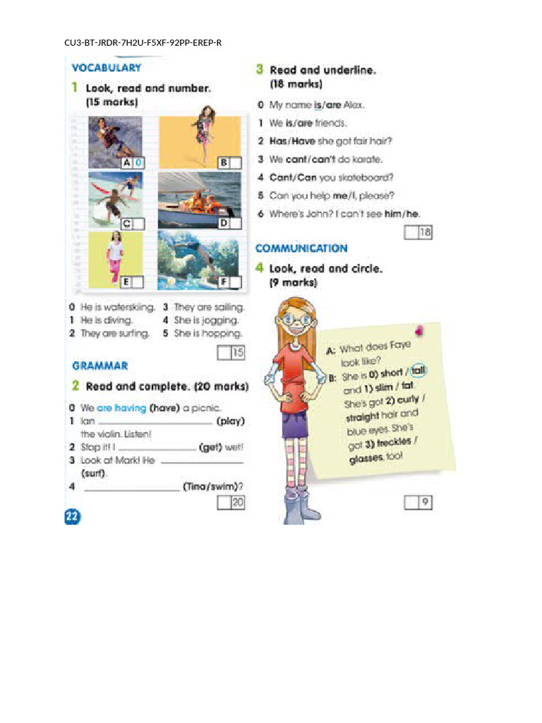 SMILES 4 TEST 1, Unit 1 2 | PDF