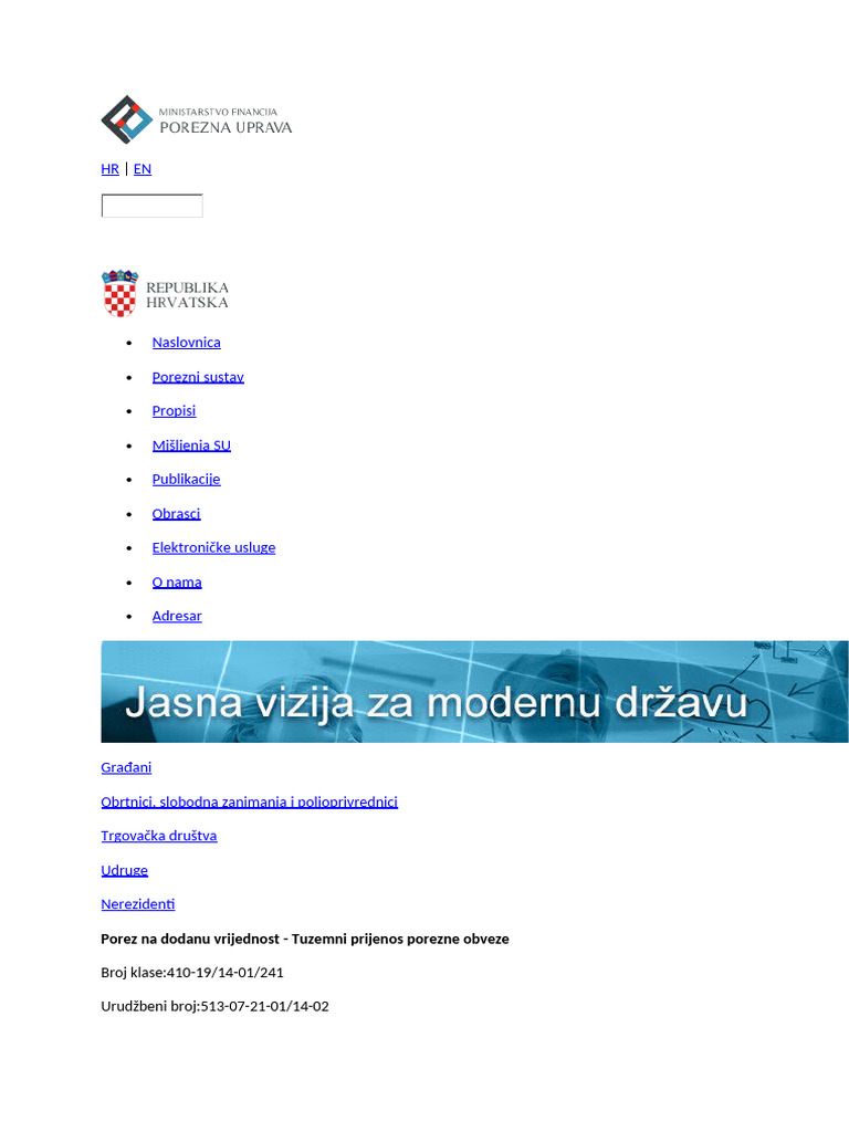 Prijenos Porezne Obveze | PDF