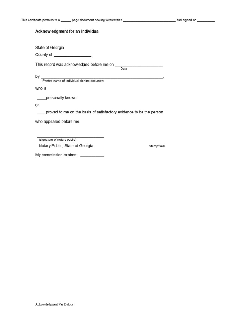 Notary Acknowledge of Individual | PDF