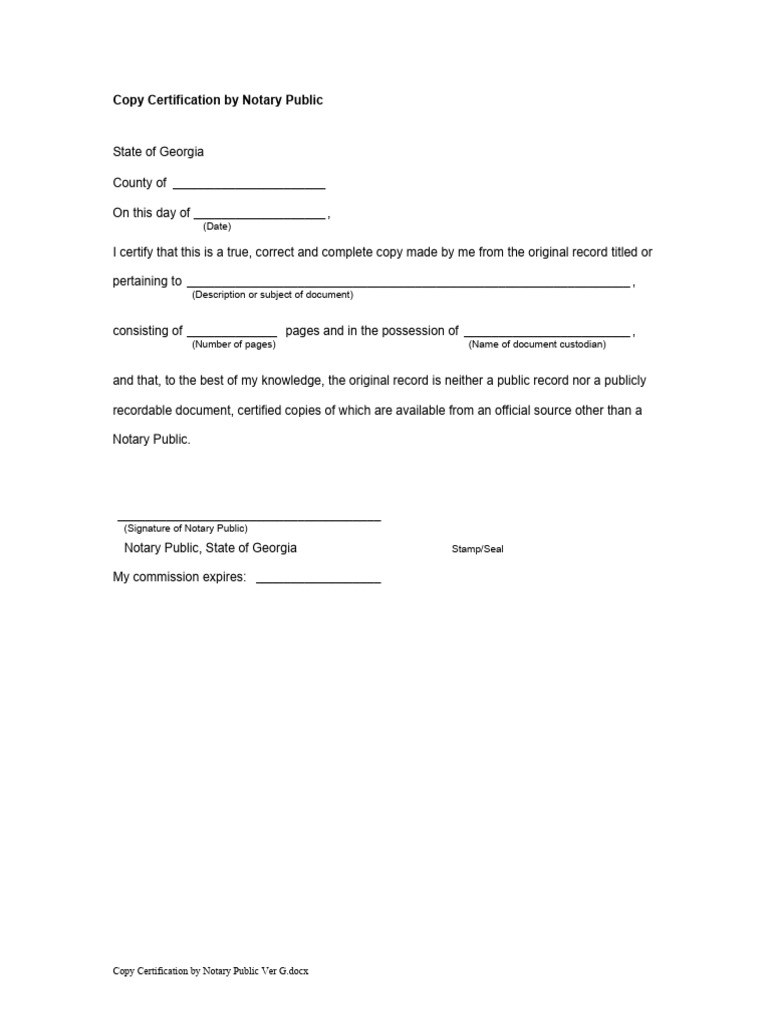 Notary Copy Certification | PDF