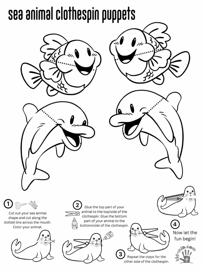 Sea Animal Clothespin Puppets | PDF