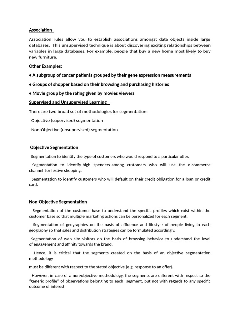 Objective Segmentation UNIT 4 RR | PDF | Market Segmentation ...