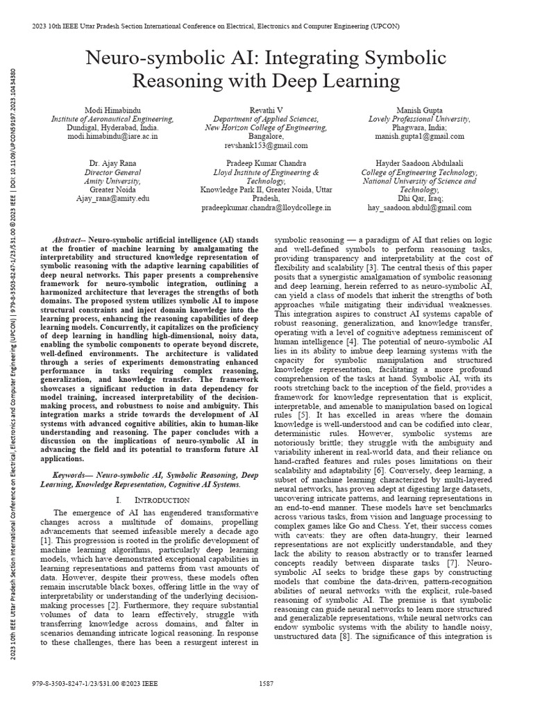 4.2Neuro-Symbolic AI Integrating Symbolic Reasoning With Deep Learning | PDF | Artificial ...