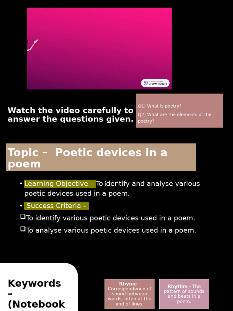Poetic Devices in A Poem | PDF | Poetry | Rhyme