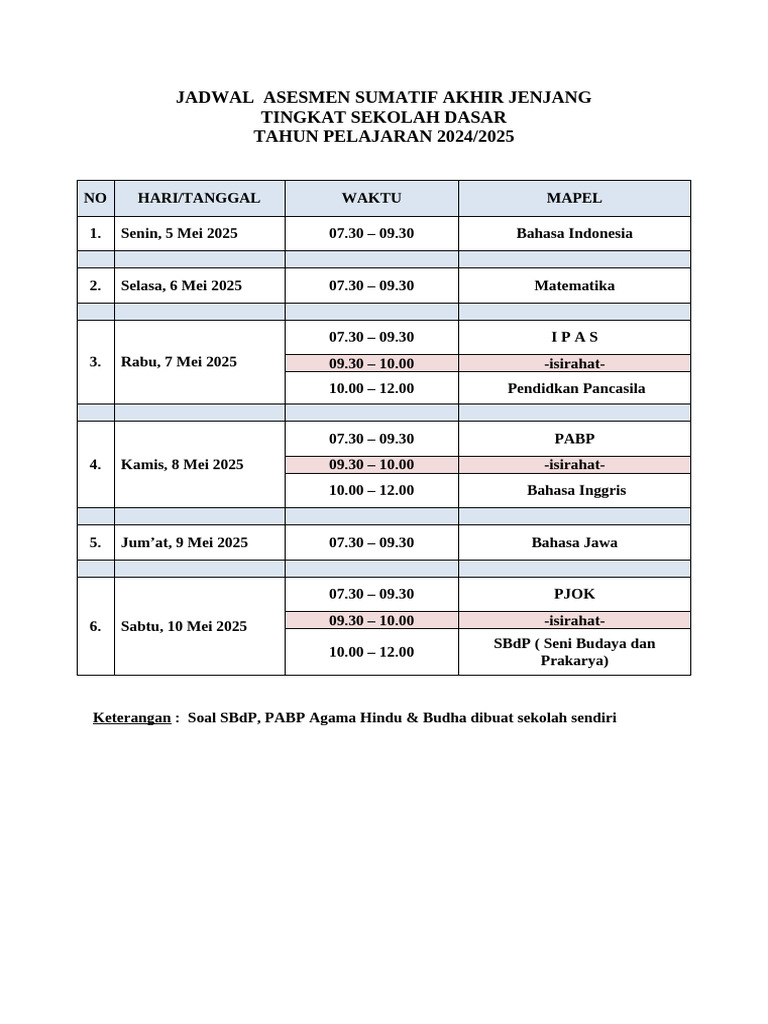 Jadwal Asaj 2024-2025 | PDF