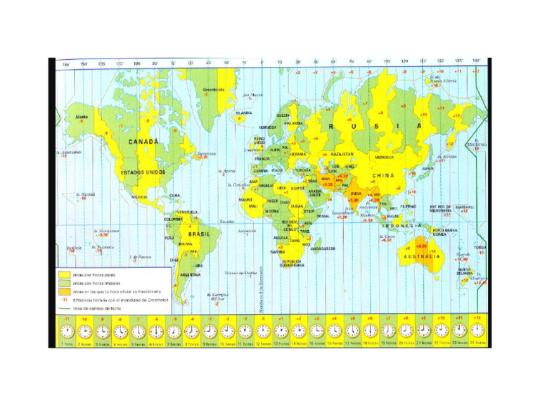 Ejercicio Mapa Husos Horarios | PDF