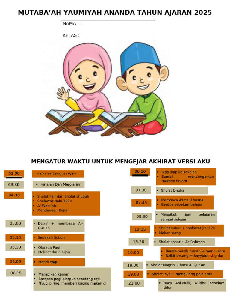 Format Lembar Mutaba'Ah Siswa (1) Ira | PDF