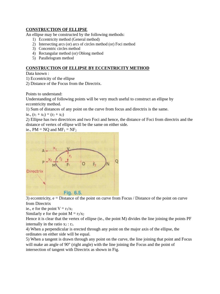 Construction of Ellipse | PDF | Ellipse | Perpendicular