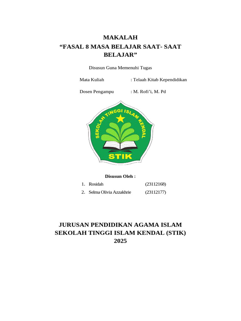 Makalah Telaah Kitab Kependidikan | PDF