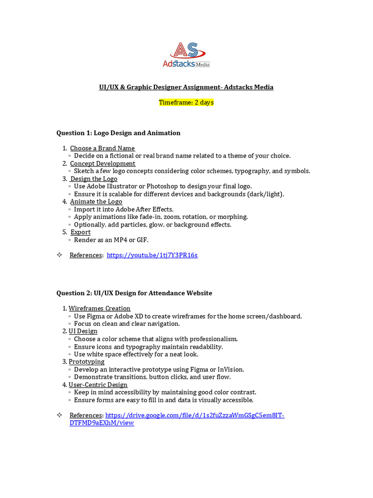 UI - UX & Graphic Assignment | PDF