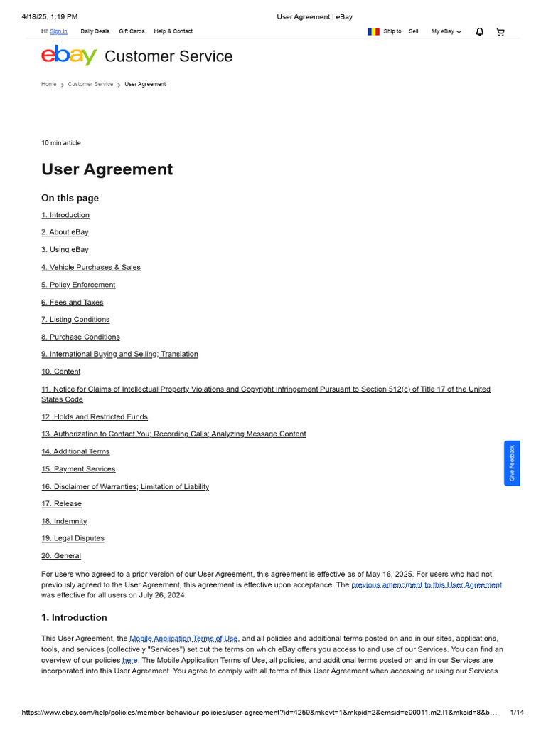 User Agreement - Ebay | PDF | E Bay | Credit Card